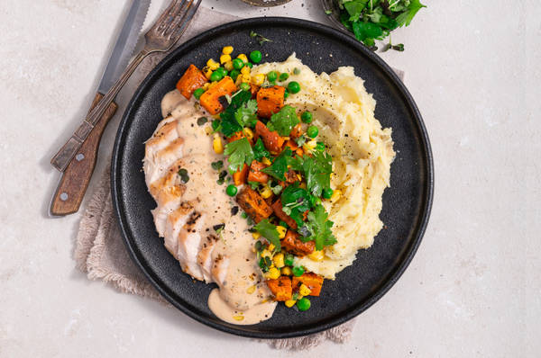 Classic Roast Chicken with Mash & Veg | Youfoodz Meal Delivery - Youfoodz